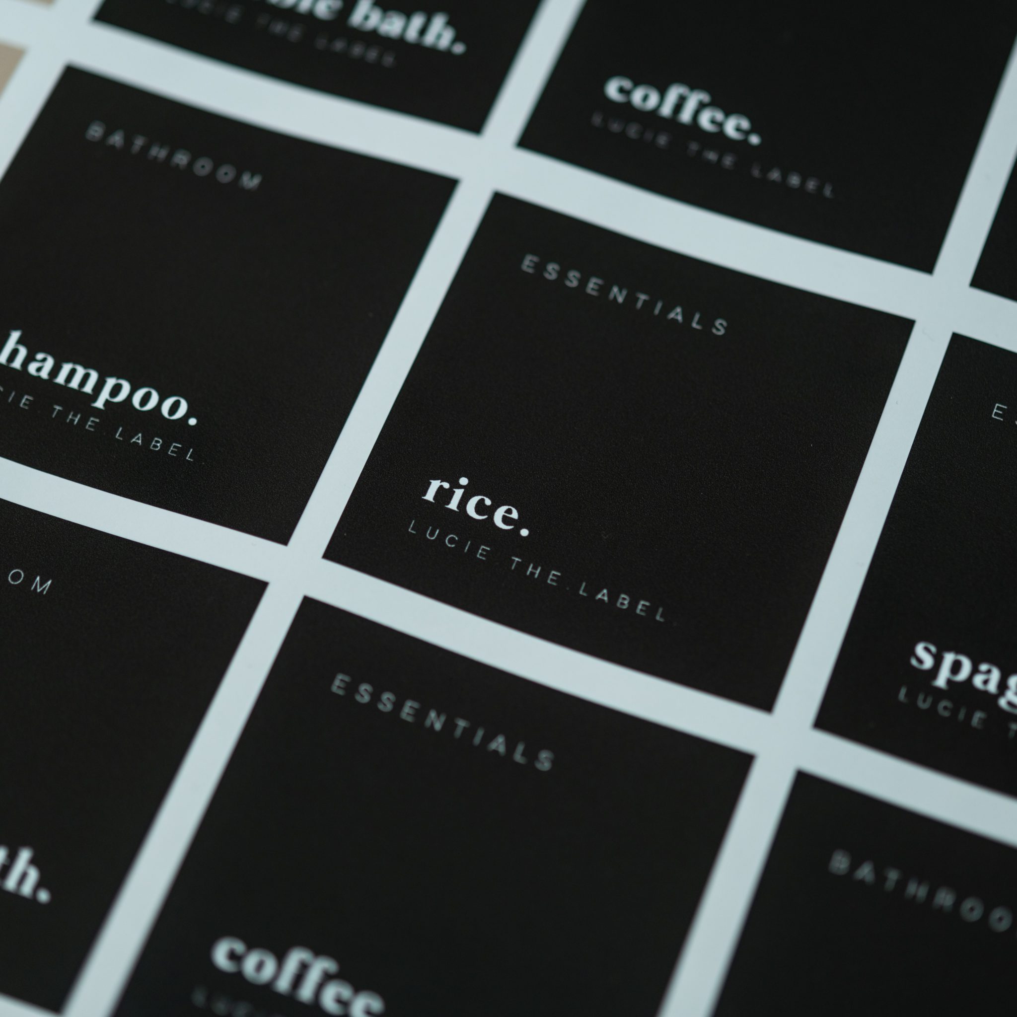 Individual Black Waterproof Vinyl Label 60mm x 60mm - Lucie the Label